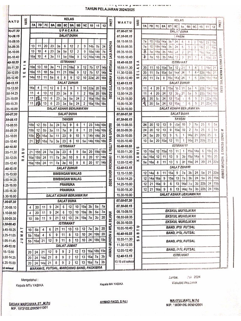 Jadwal YABIKA 2024-2025 | PDF