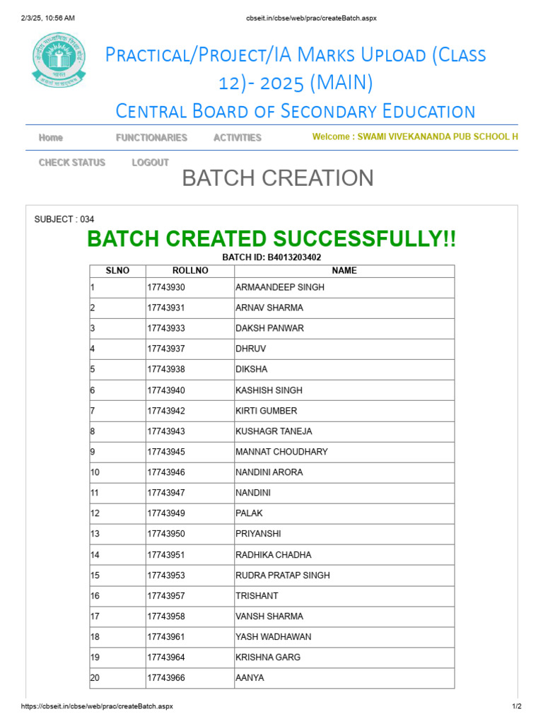 CBSE Class 12 Marks Upload 2025 | PDF
