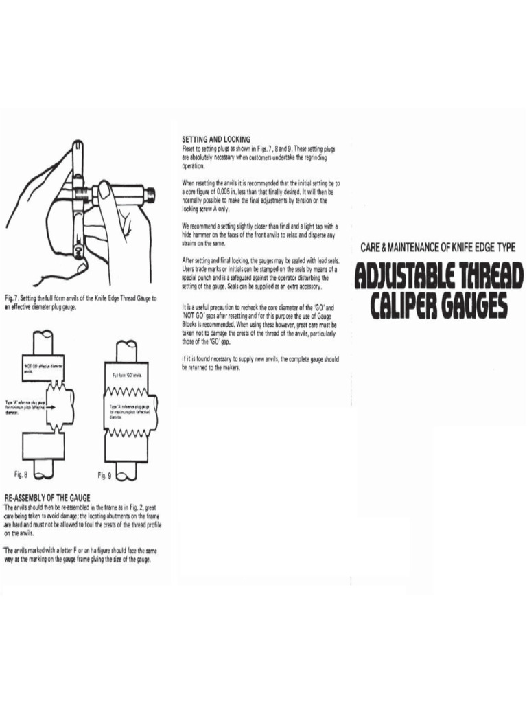 Calibrating and ReSetting Knife Edge Thread Caliper Gauges | PDF
