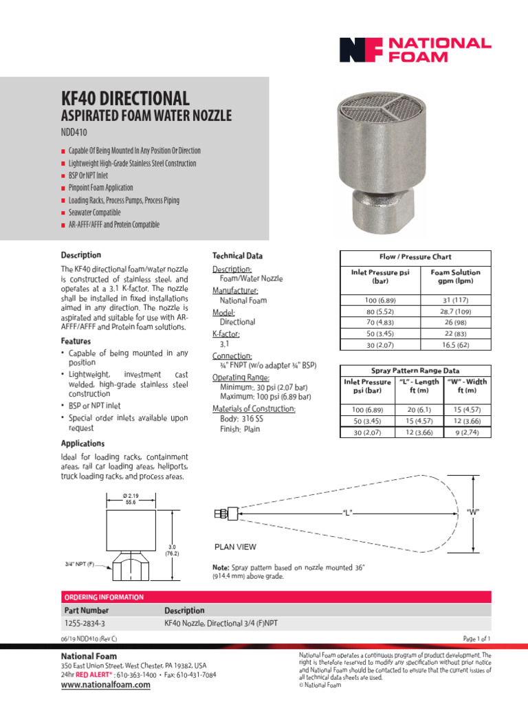 NDD410-KF40-Directional-Foam-Water-Nozzle-Rev-C-1 | PDF | Mechanical Engineering