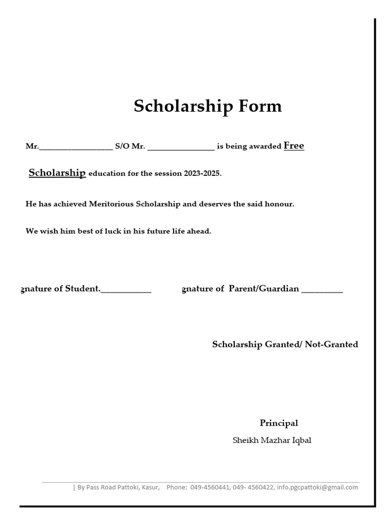Scholarship Award Notification 2023-2025 | PDF
