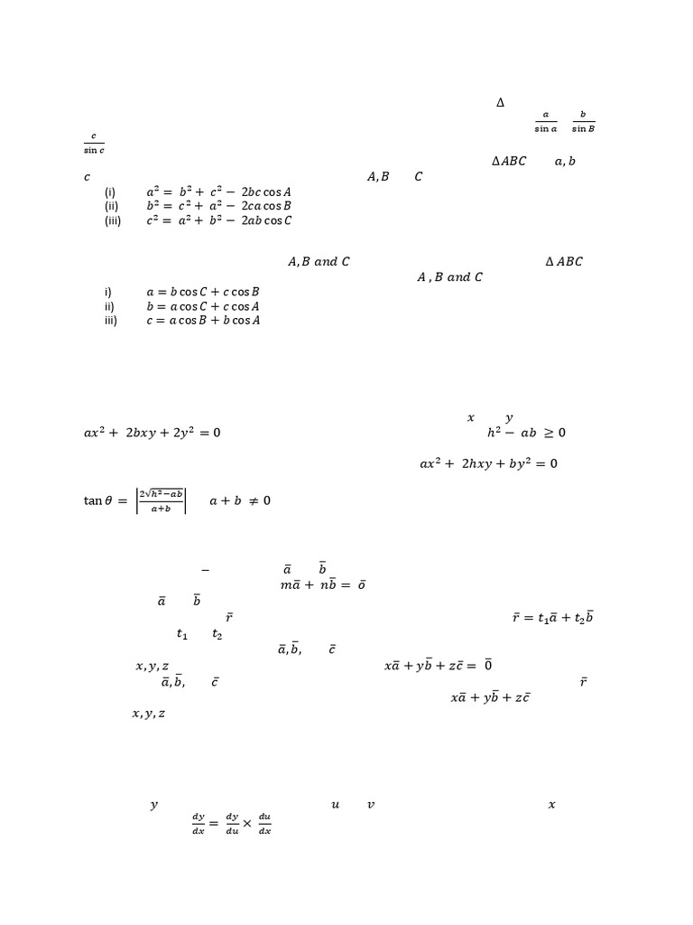 Trigonometric and Vector Theorems Explained | PDF | Trigonometric ...