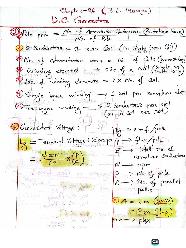 DC Machines Formula Note | PDF