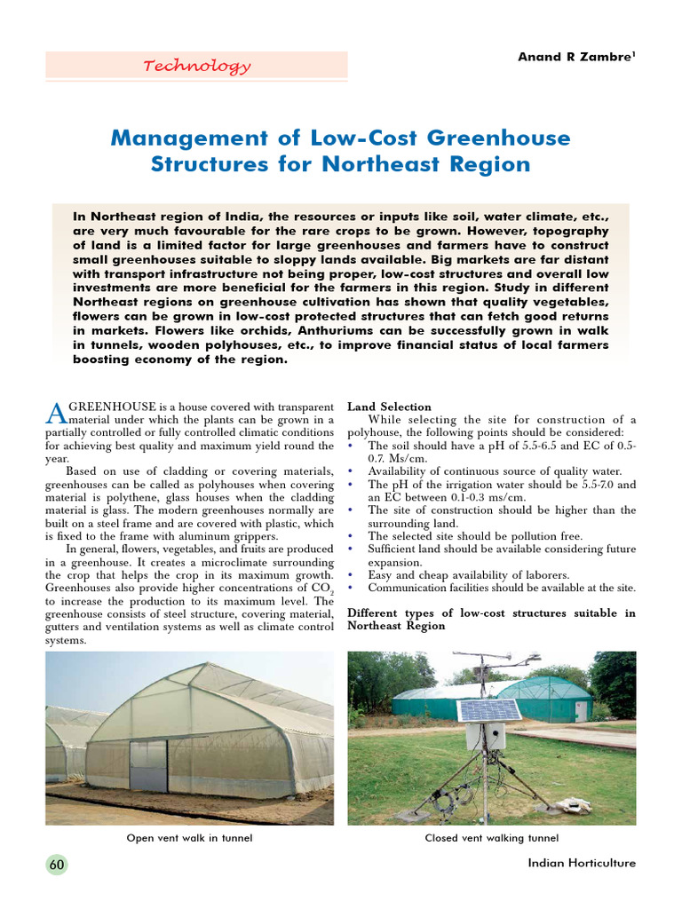 Low-Cost Greenhouse Management in Northeast India | PDF | Fuel ...