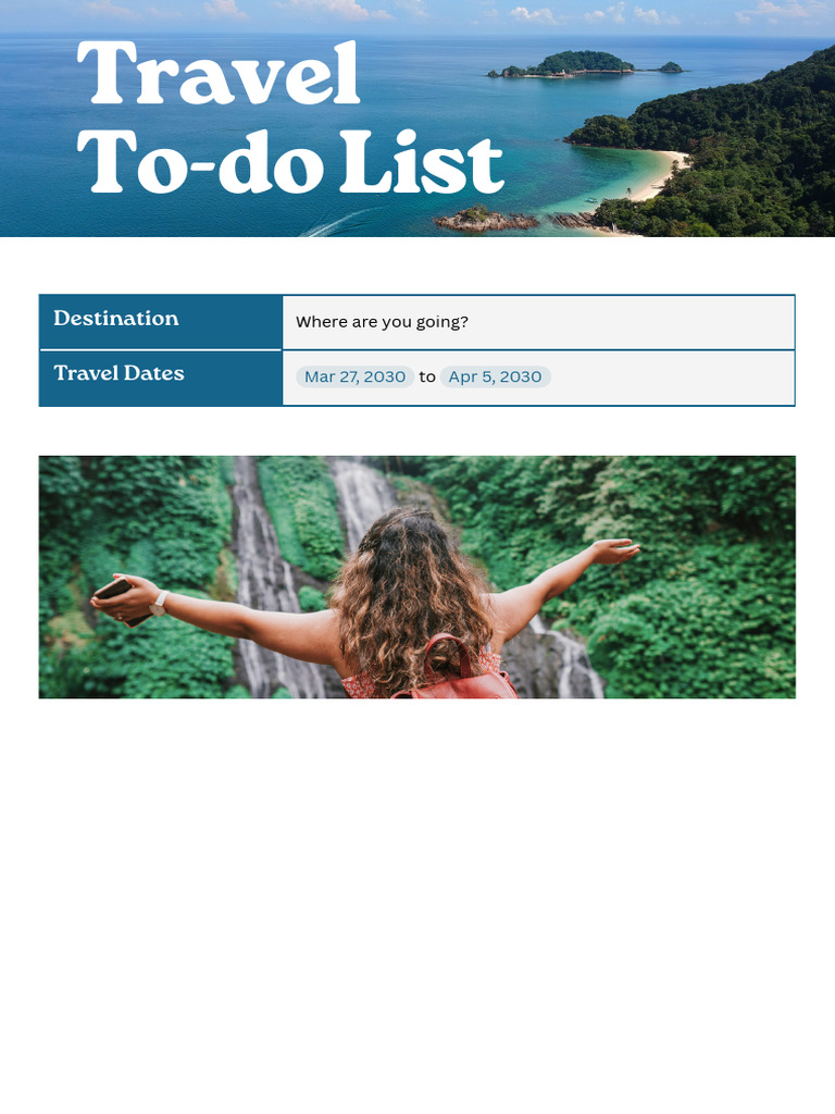 Travel To-Do List Doc in Teal Pastel Green Pastel Purple Vibrant ...