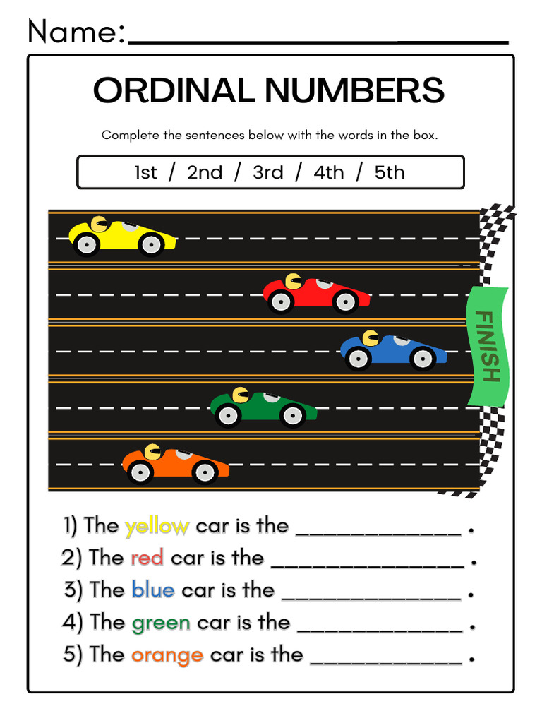 Ordinal Numbers Worksheet for Kids | PDF