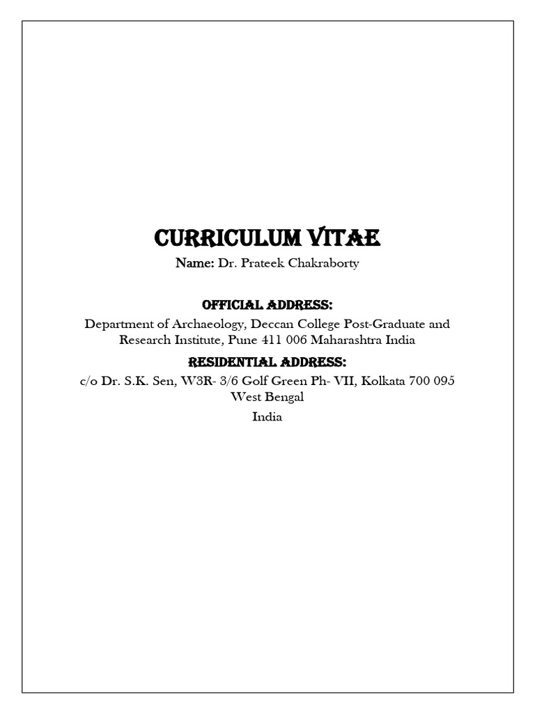 Prateek C CURRICULUM VITAE 2023 | PDF | Horses | Archaeology