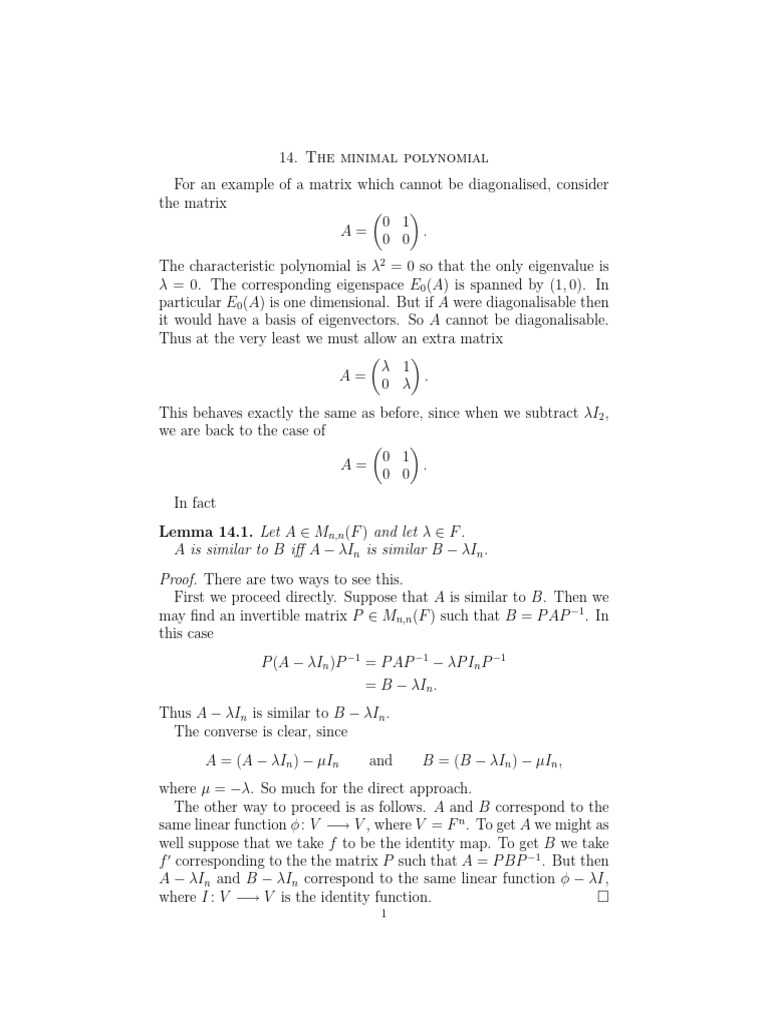 Minimal Polynomial 4 | PDF | Eigenvalues And Eigenvectors | Linear Map