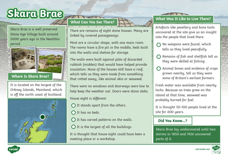 T H 1703056382 Skara Brae Fact File - Ver - 2 | PDF | Archaeology