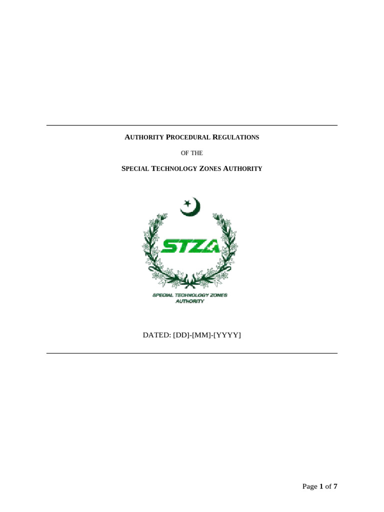 STZA Authority Procedural Regulations | PDF | Due Diligence | Justice
