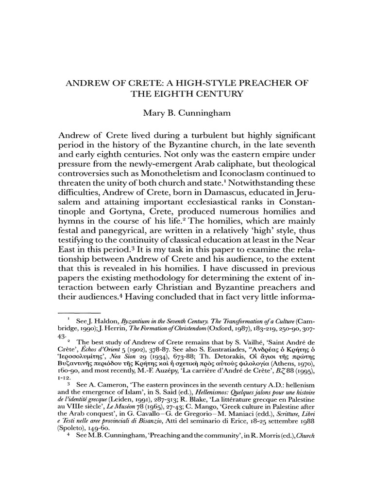 Andrew of Crete: Eighth-Century Preacher | PDF | Byzantine Empire
