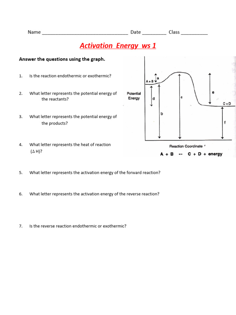 Activation Energy ws1 | PDF