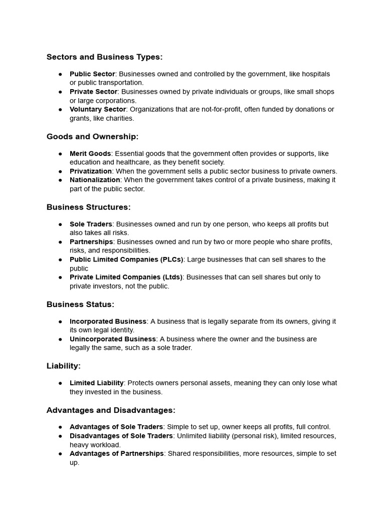 Business Sectors and Structures Guide | PDF | Business | Non ...