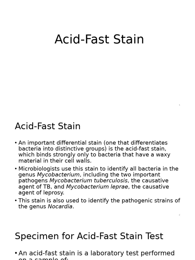Ch1.3_Acid-Fast Stain-1 | PDF | Staining | Microbiology