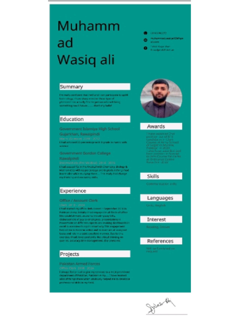 CV Muhammad Wasiq Ali | PDF