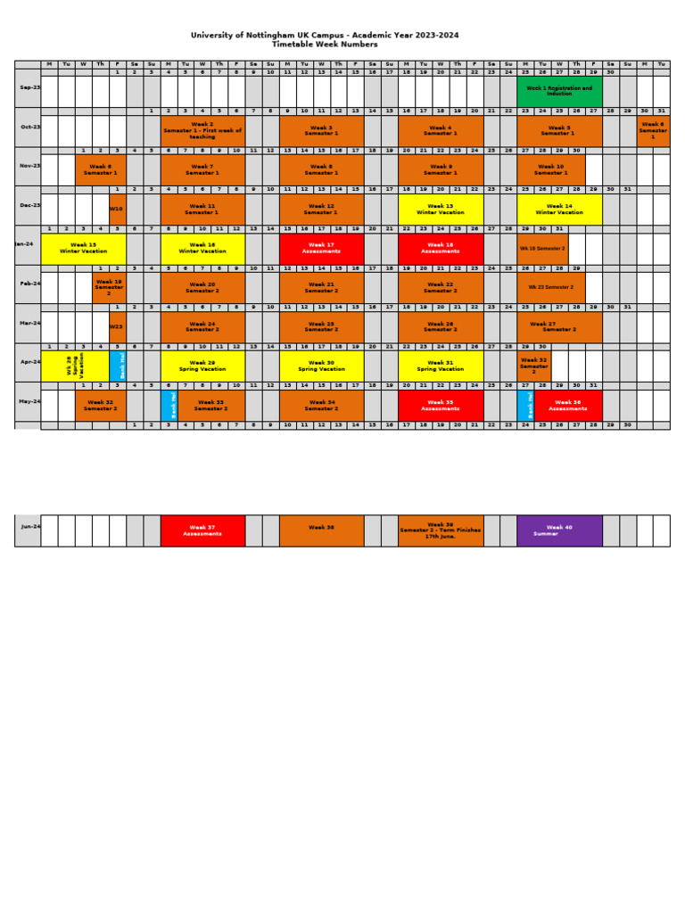 Nottingham Academic Year Timetable 2023-24 | PDF | Academic Term | Schools