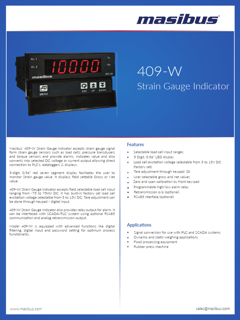 Masibus 409-W - R0F - 0919 Strain Gauge Indicator | PDF | Programmable ...