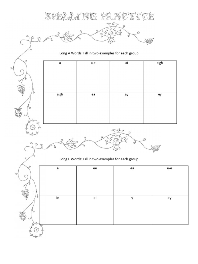 Spelling Practice Pdf Orthography Latin Script