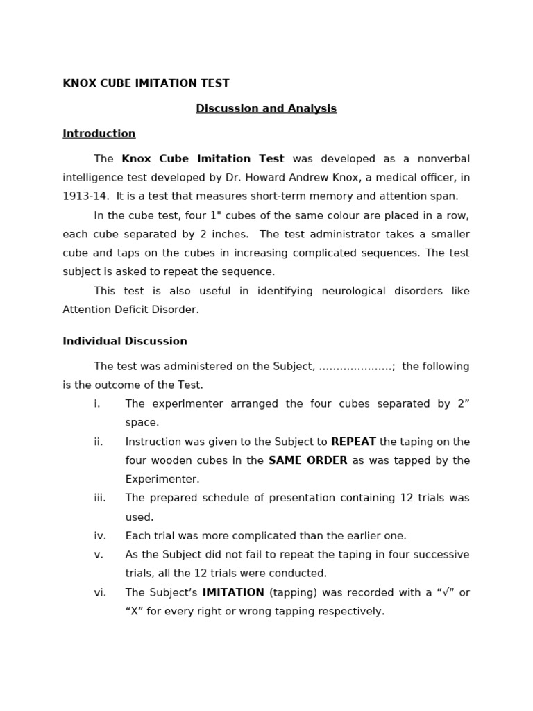 KnoxCube Discussion English | PDF