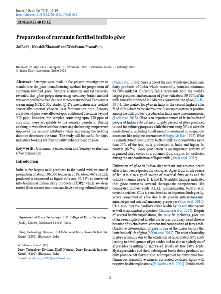 Preparation of Curcumin Fortified Buffal | PDF | Antioxidant