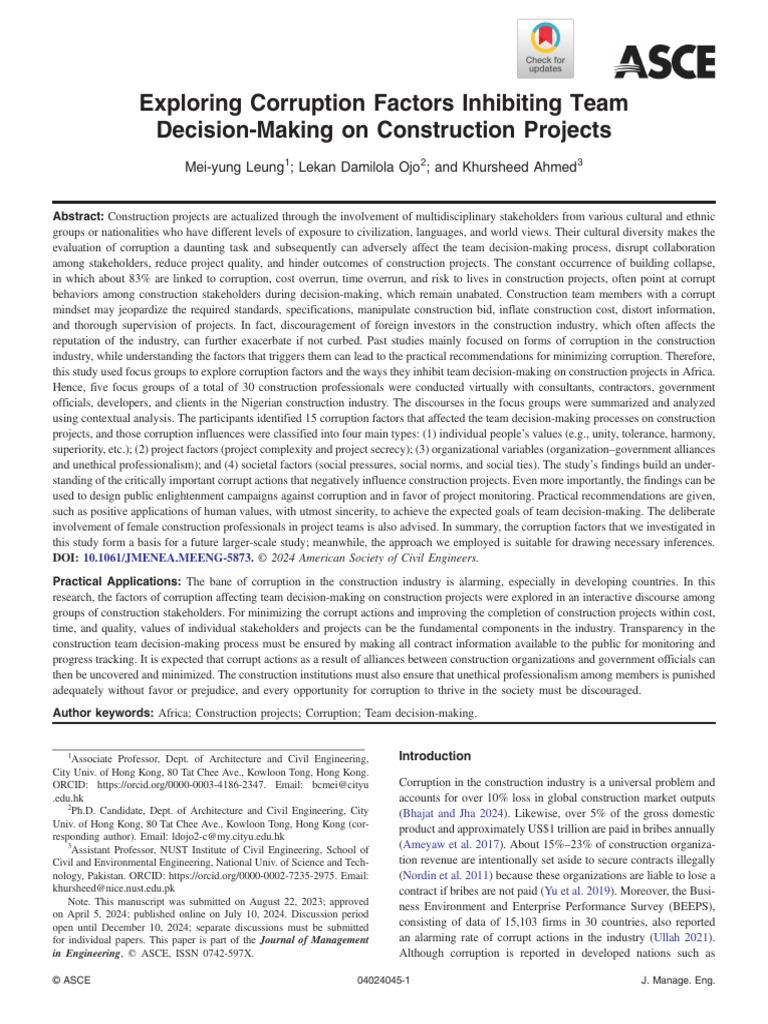 Exploring Corruption Factors Inhibiting Team DecisionMaking On ...
