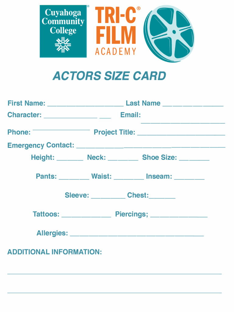 Actors Size Card | PDF