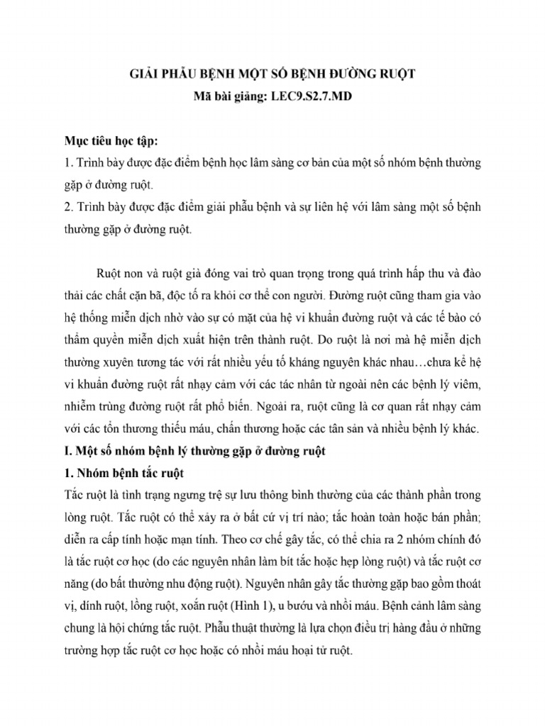 Lec 9.1 - GPB đường ruột | PDF