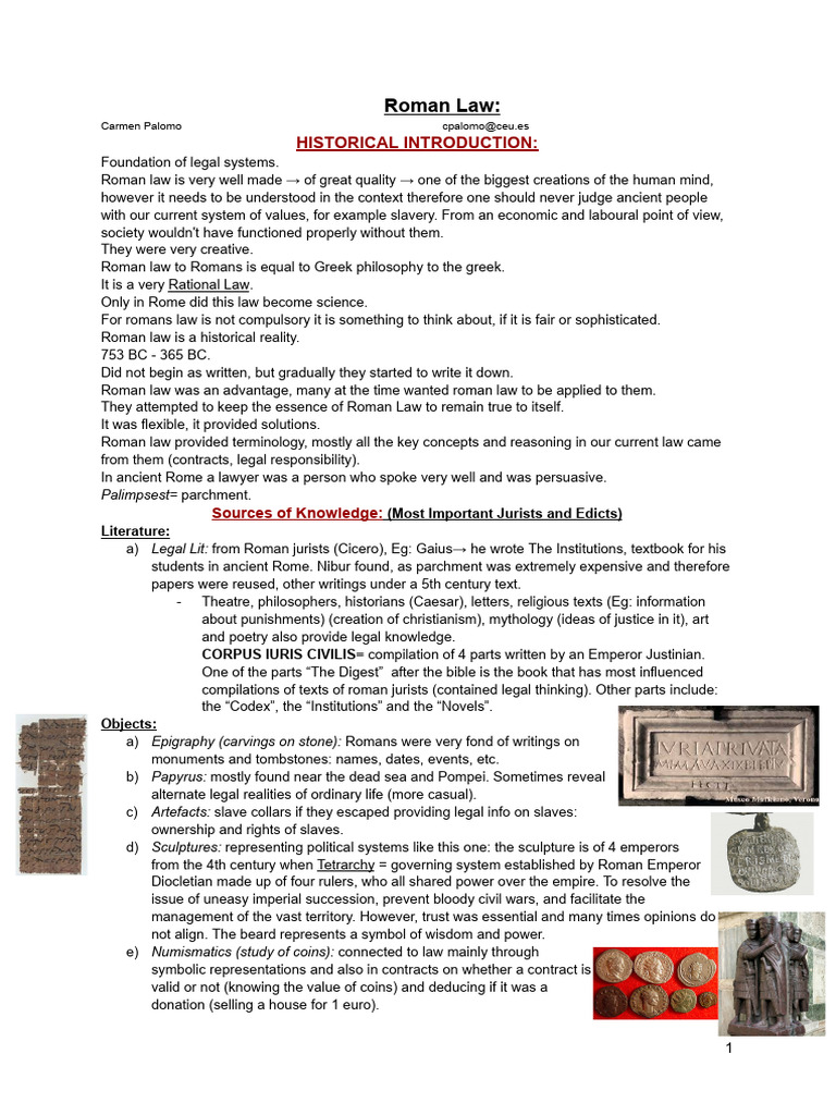Overview of Roman Law History and Concepts | PDF | Roman Law | Ancient Rome