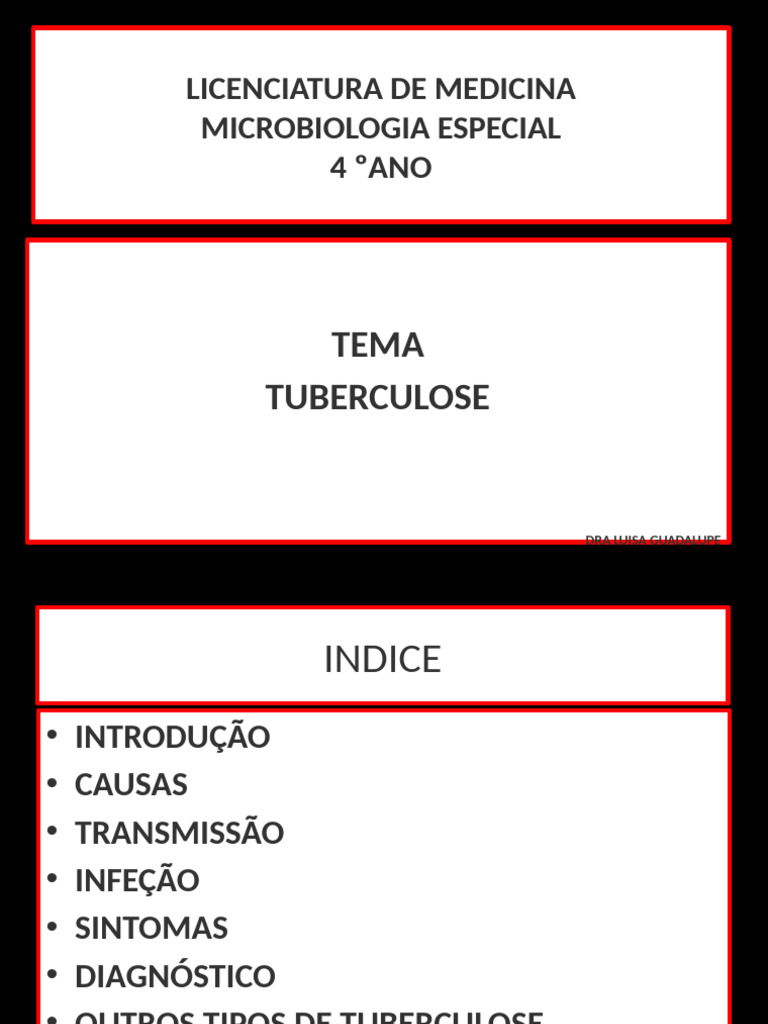 Tuberculose 4ºano | PDF | Tuberculose | Mycobacterium tuberculosis