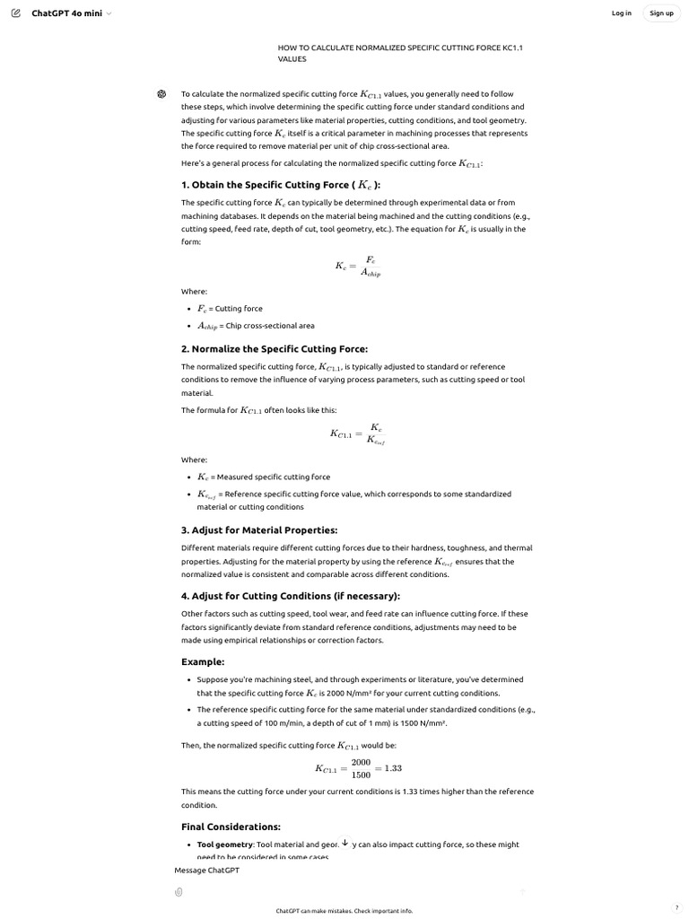Normalized Specific Cutting Force Pdf Machining Applied And