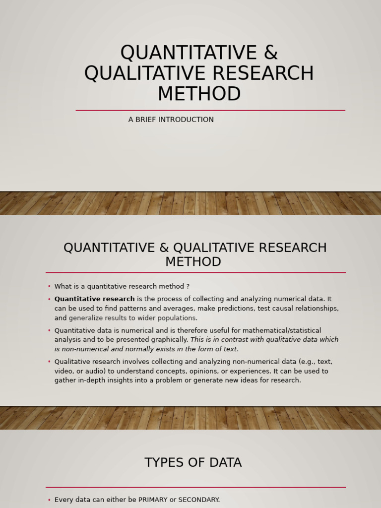 Quantitative & Qualitative Research method | PDF | Quantitative Research | Data