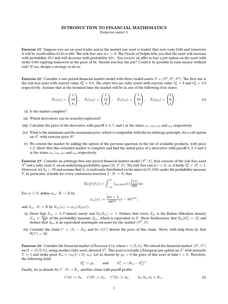WI4675 Exercise 5 | PDF | Option (Finance) | Financial Markets