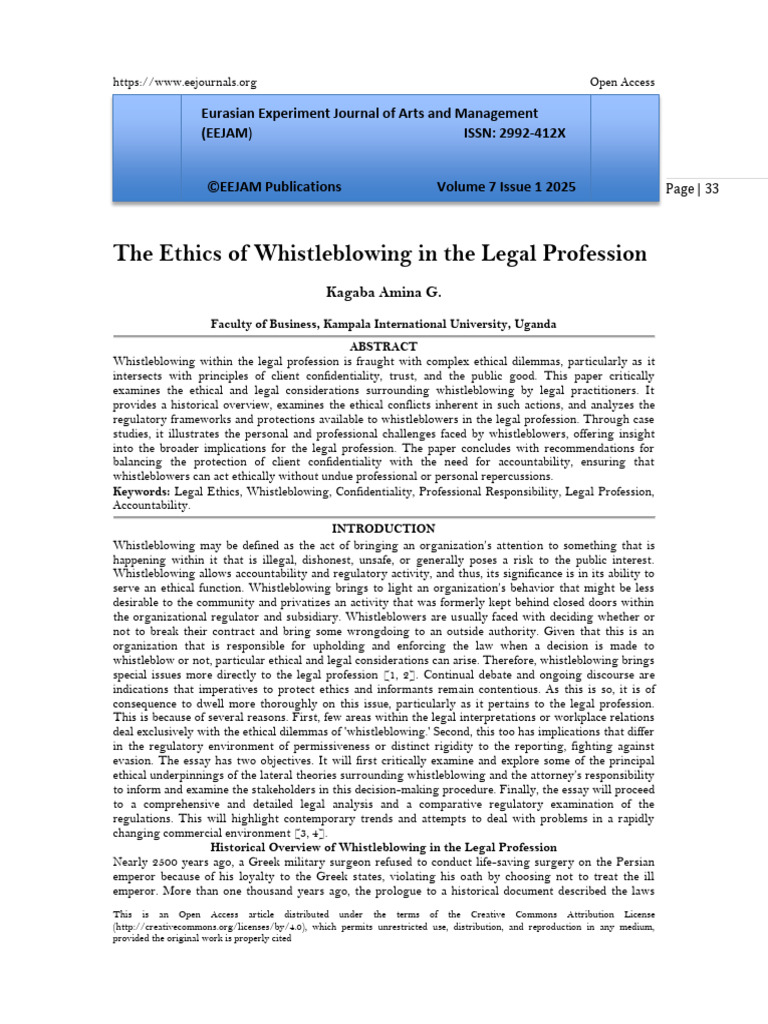 The Ethics of Whistleblowing in The Legal Profession (WWW - Kiu.ac - Ug ...