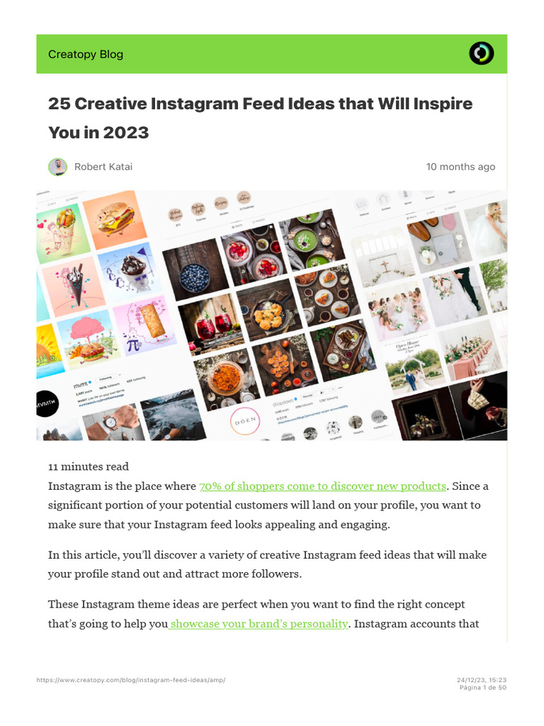 25 Creative Instagram Feed Ideas (2023) - Creatopy | PDF | Color
