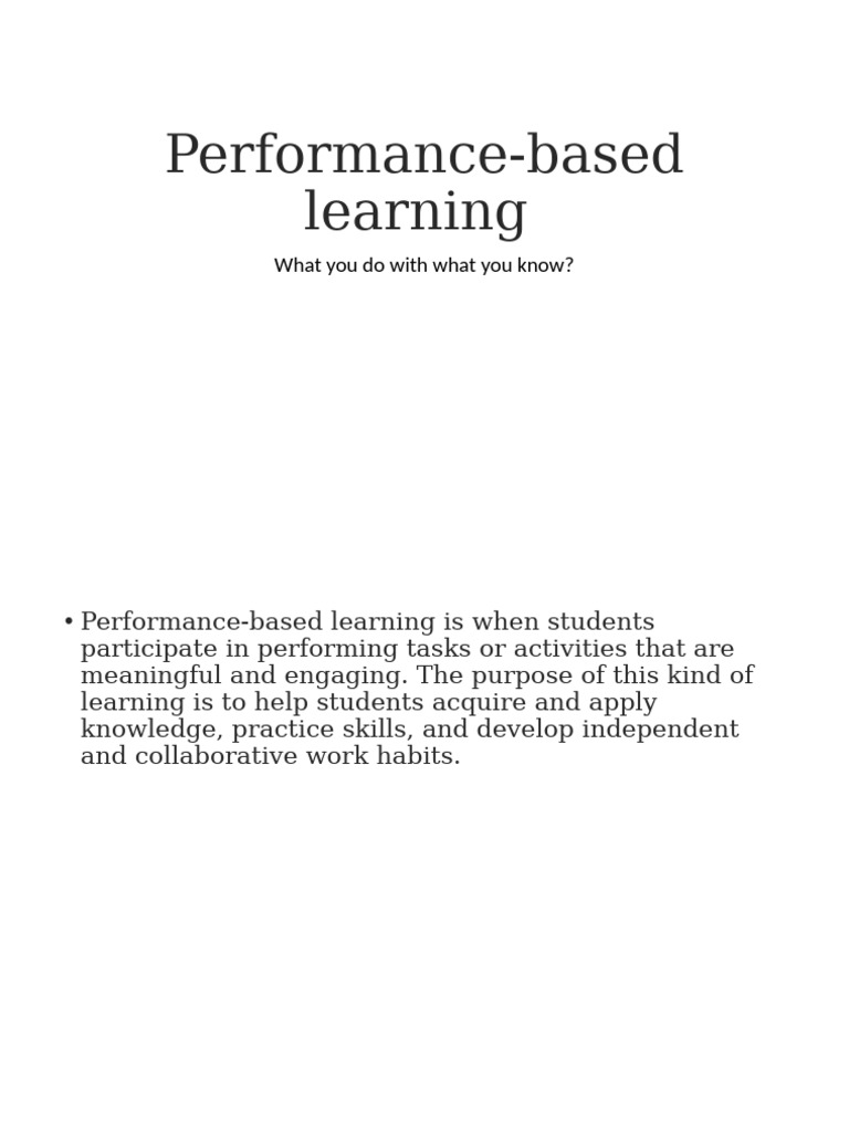 Performance-based learning | PDF
