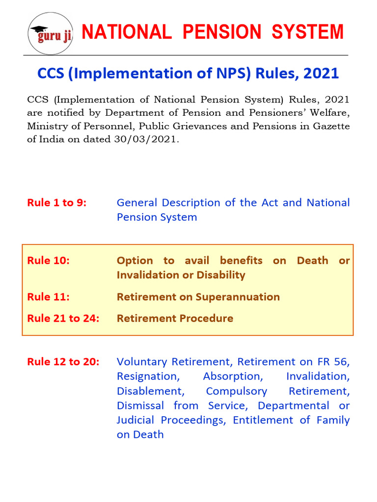 Ccs Nps Rules 2021 | PDF | Pension | Justice