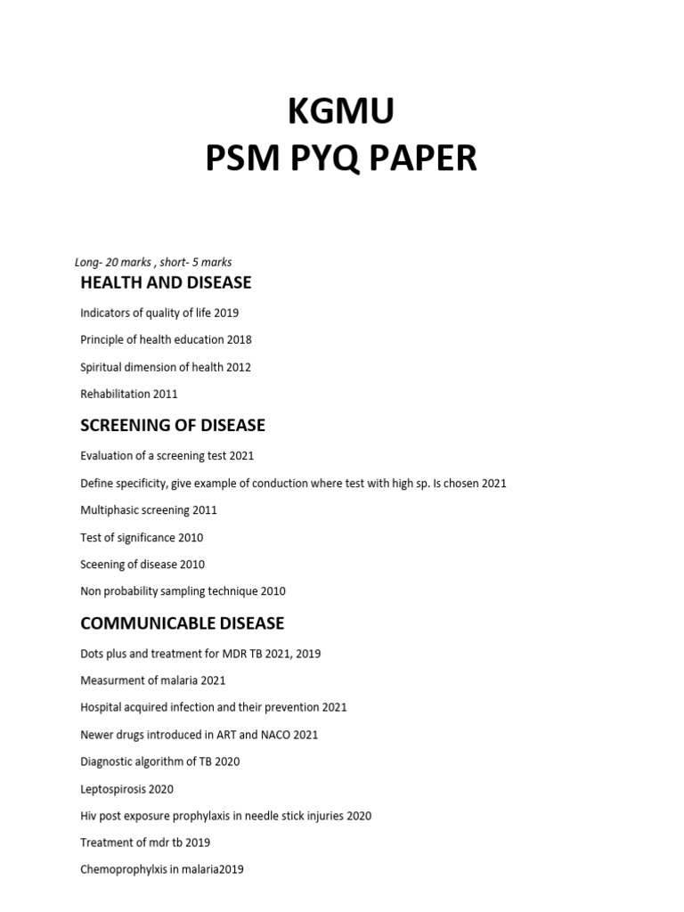All Pyq Yearwise Mergedb Kgmu | PDF | Glaucoma | Larynx