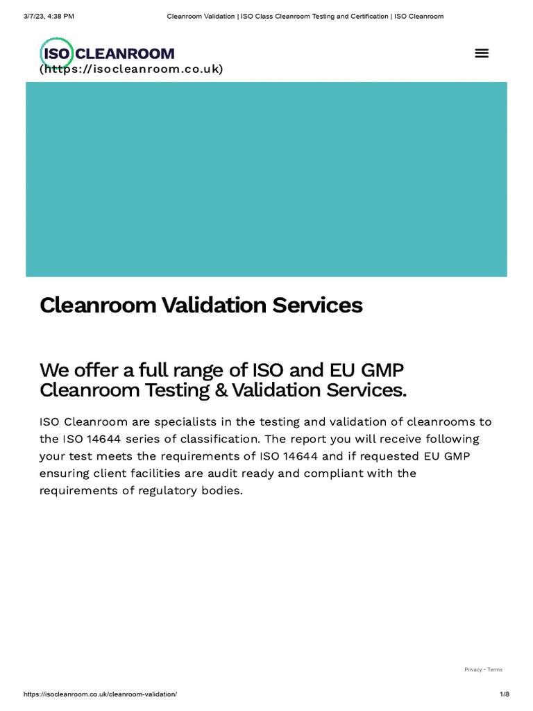 Cleanroom Validation - ISO Cleanroom | PDF