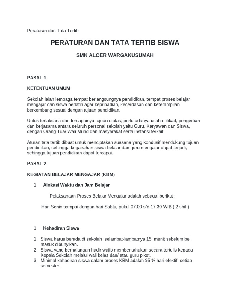 Tata Tertib Siswa | PDF