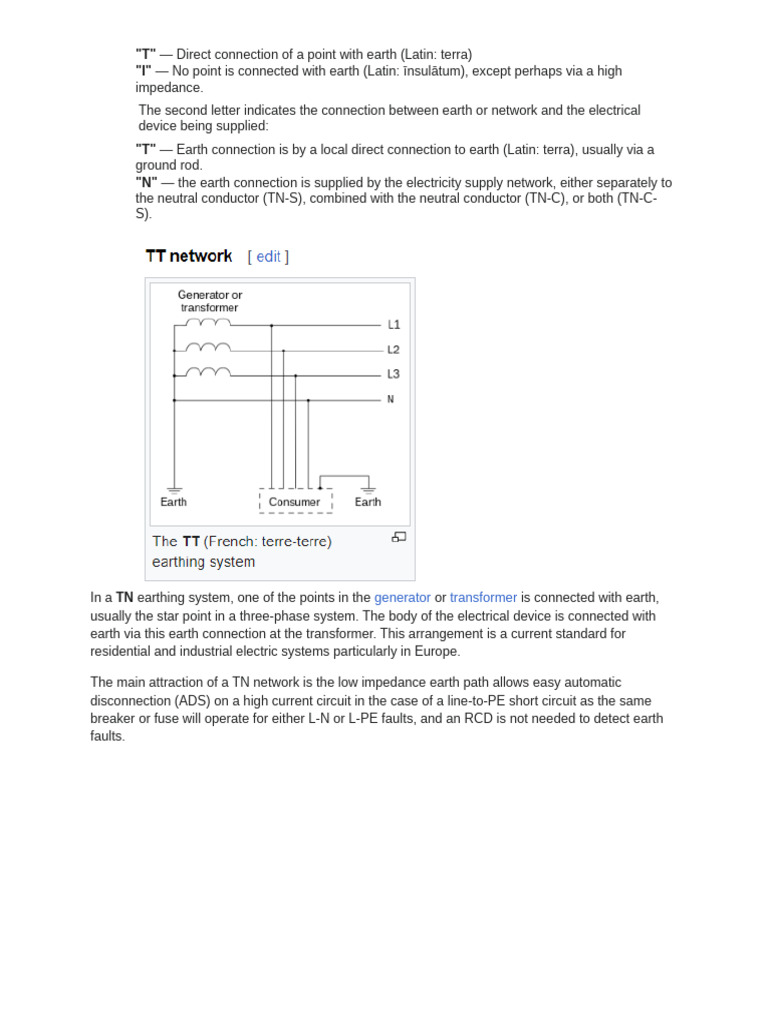 TN Vs TT Earth System | PDF | Electric Power Distribution | Electronics