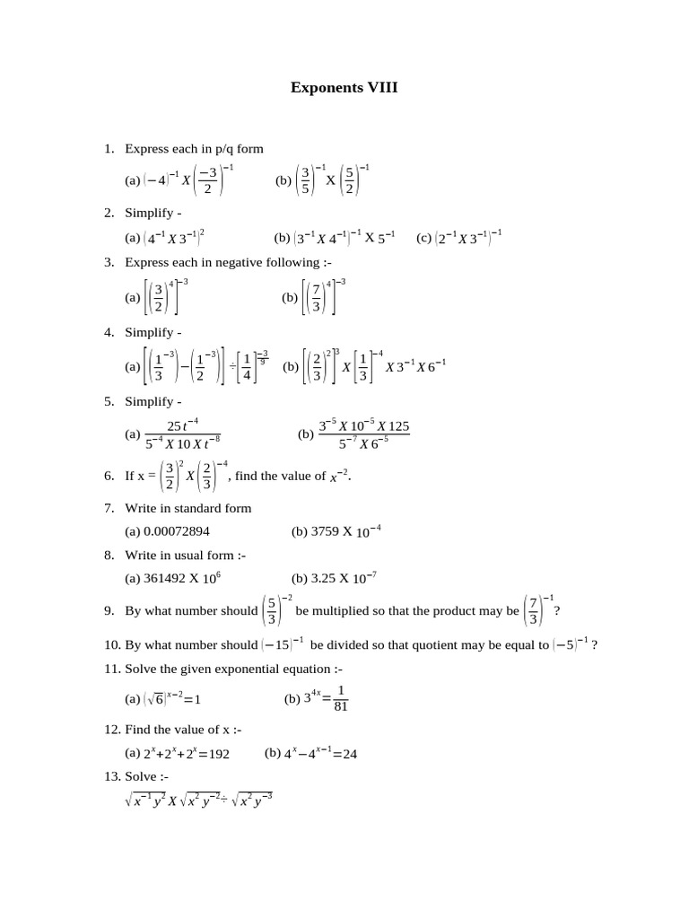 Exponents and Powers -6 | PDF | Exponentiation | Mathematics
