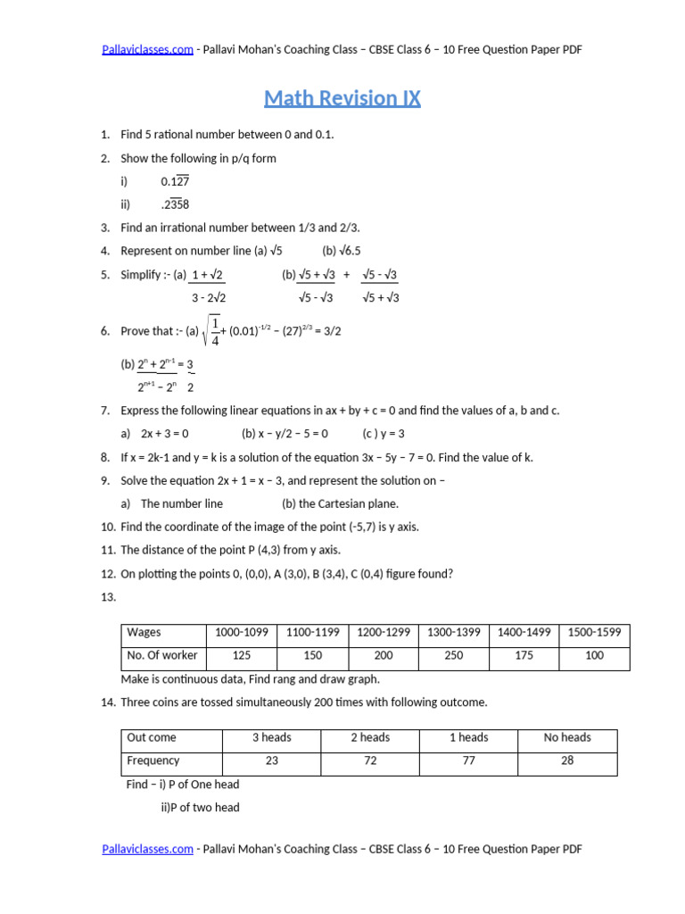 Math Revision IX-12042023 | PDF
