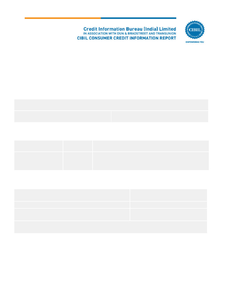 1 - Cibil Report | PDF | Identity Document | Credit History