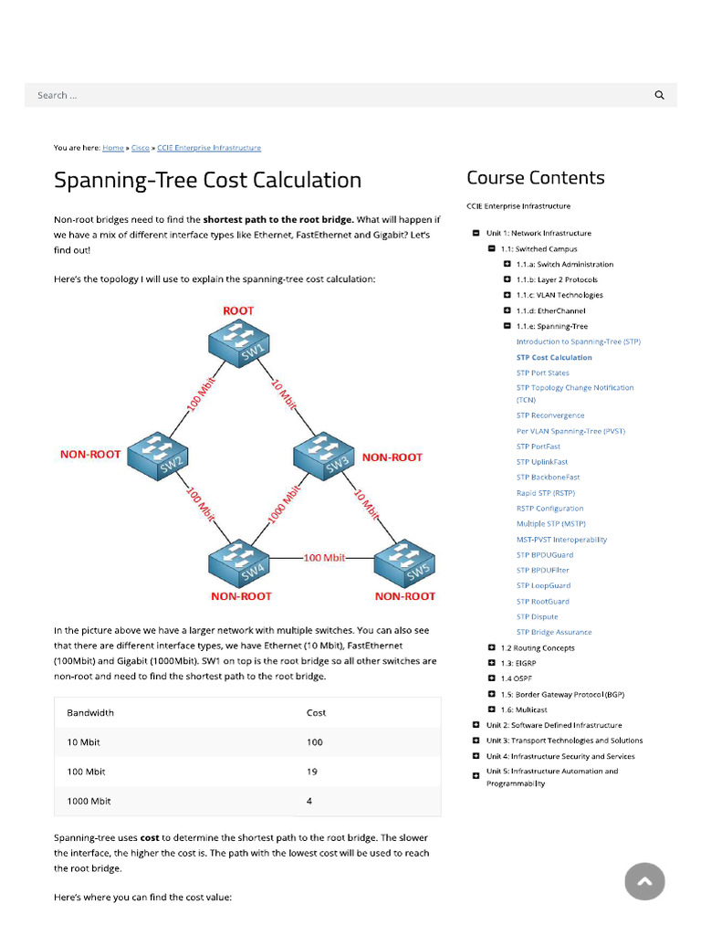 Spanning-Tree Cost Calculation | PDF