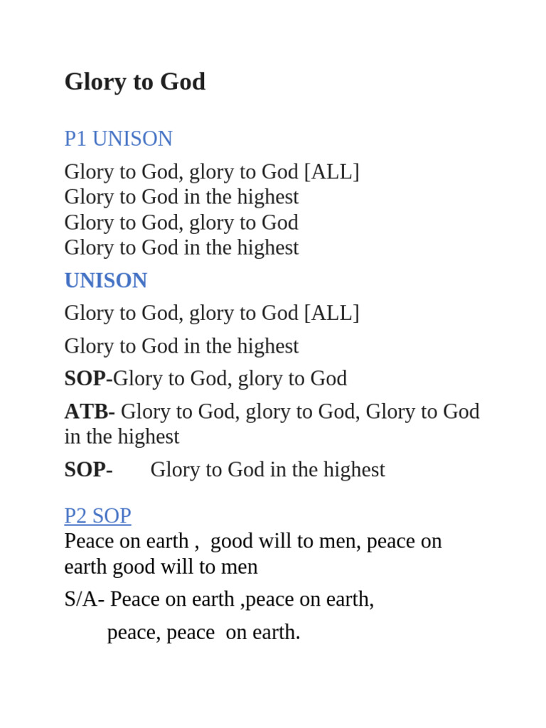 Glory To God | PDF