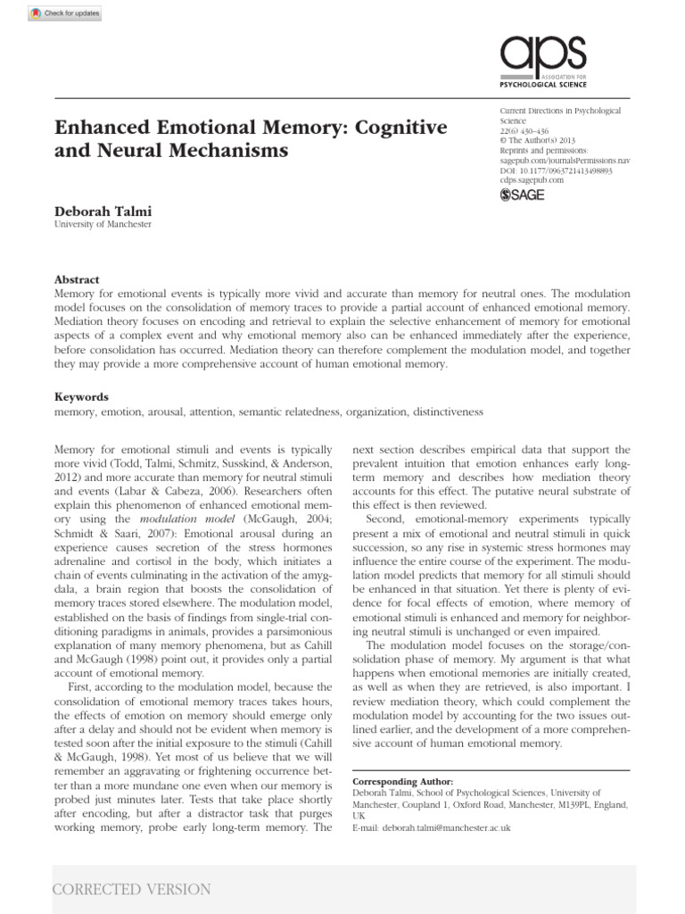 Talmi, 2013 | PDF | Memory | Amygdala