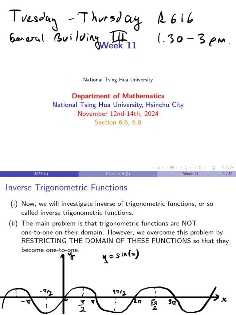 Week 11 | PDF | Function (Mathematics) | Trigonometric Functions