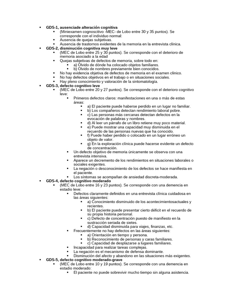 GDS-1, Ausenciade Alteración Cognitiva | PDF | Demencia | Memoria
