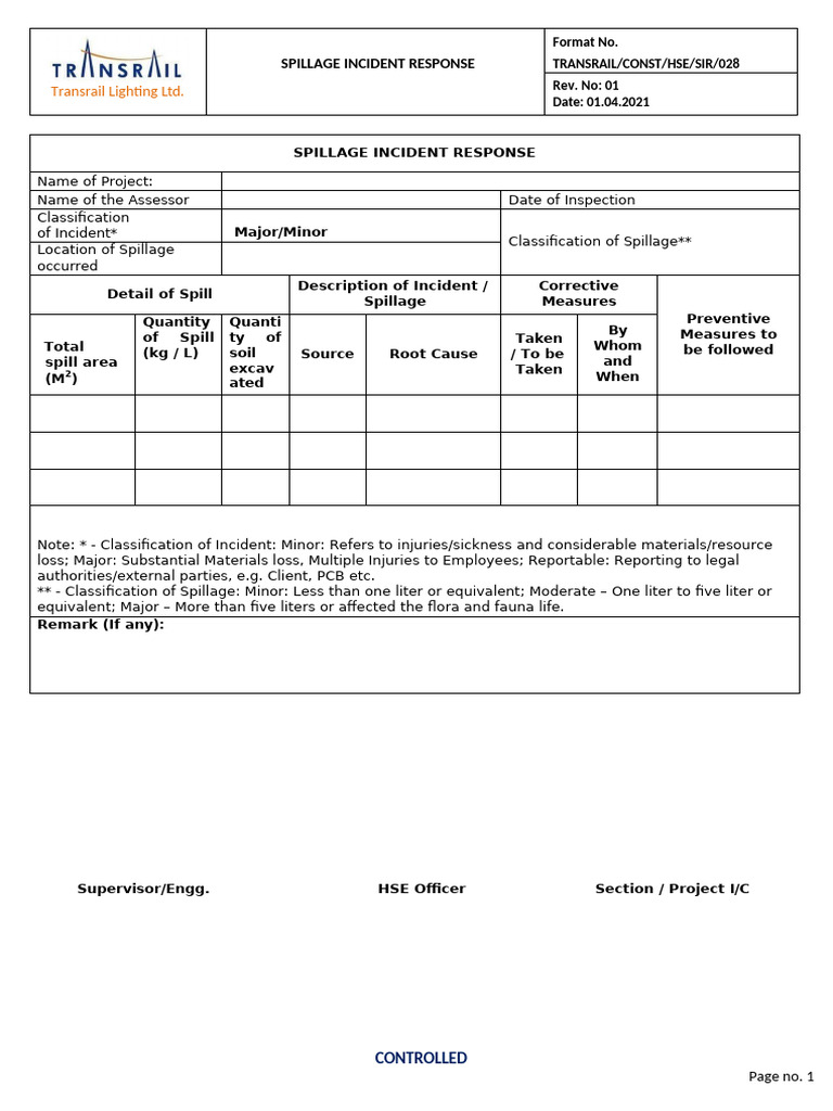 Spillage Incident Response Guidelines | PDF