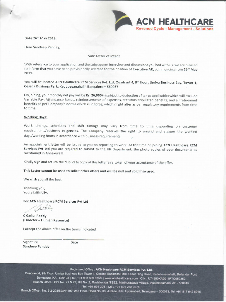 Acn Offer Letter | PDF
